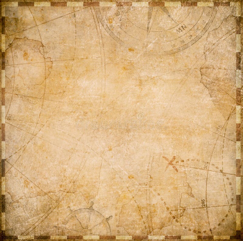 Old Pirates Map Square Form Stock Illustration - Illustration of cross ...