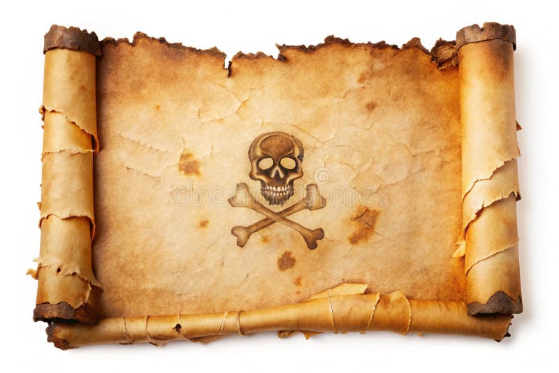 Old Pirates Treasure Scroll with Torn Edges Map Isolated Stock ...