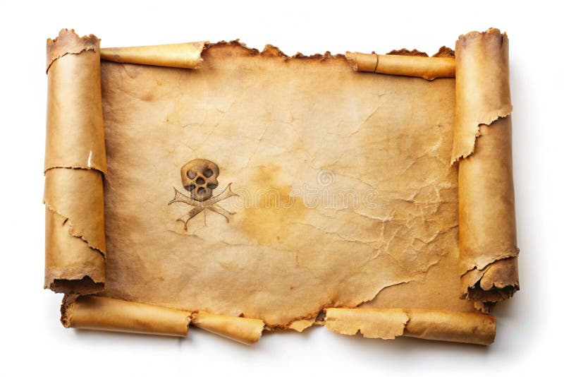 Old Pirates Treasure Scroll with Torn Edges Map Isolated Stock ...
