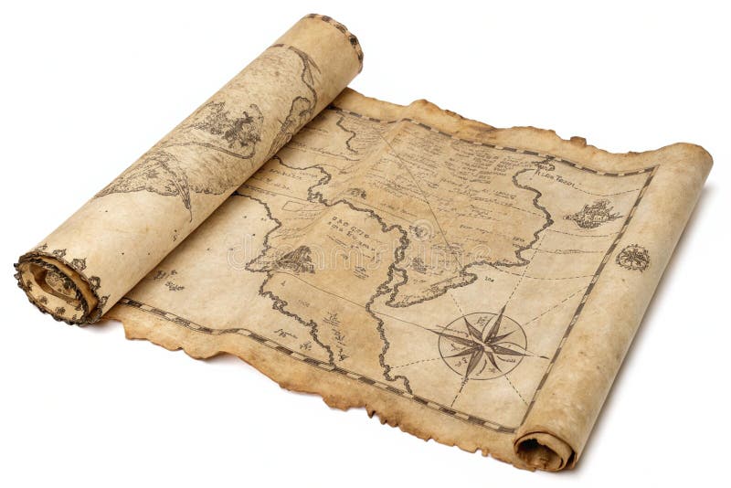 Old Pirates Treasure Scroll with Torn Edges Map Isolated Stock ...