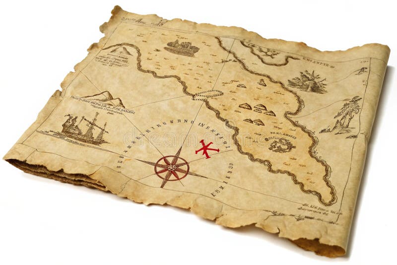 Old Pirates Treasure Vintage Map Stock Illustration - Illustration of ...