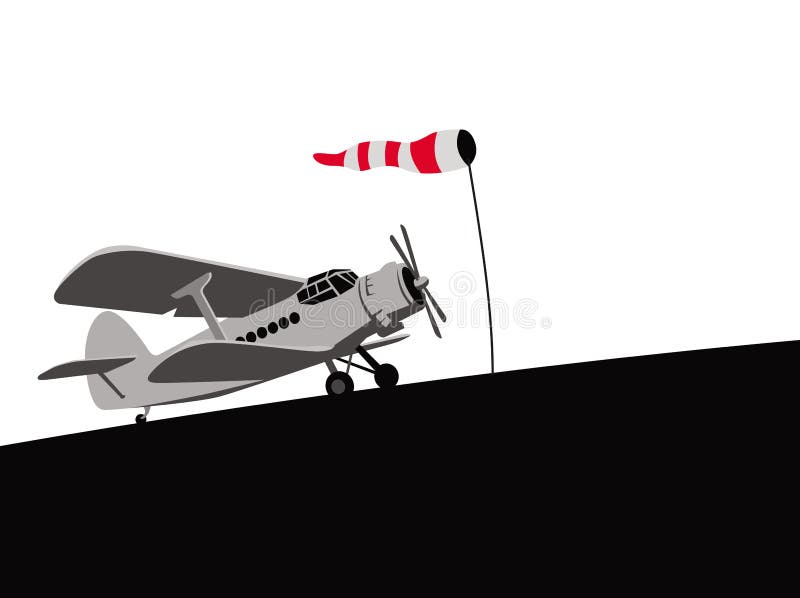 An Old Plane on the Airfield is Ready To Fly. Stock Illustration ...