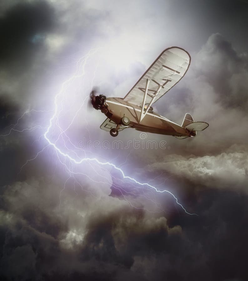Old Plane Flight Over Clouds Stock Illustration - Illustration of ...