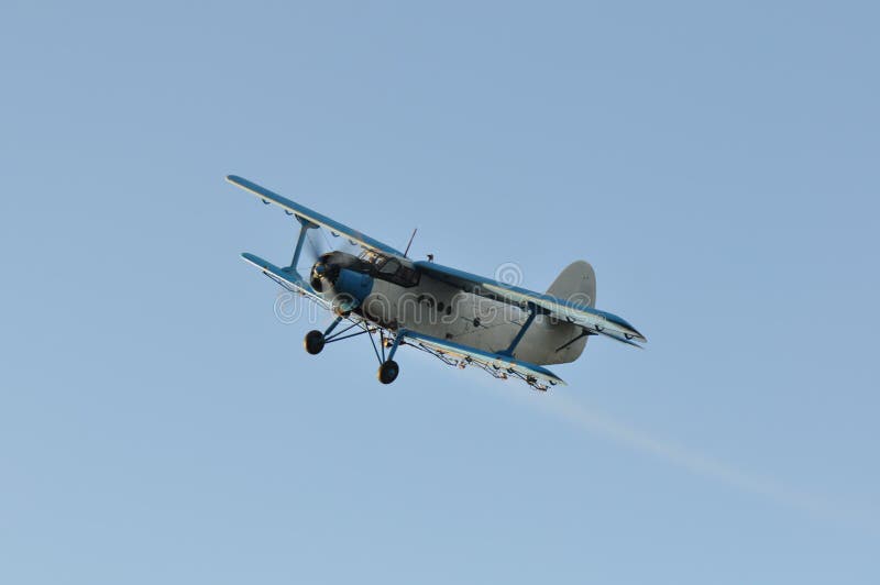 Old Plane Flying and Spraying the Crops Stock Image - Image of 1940s ...