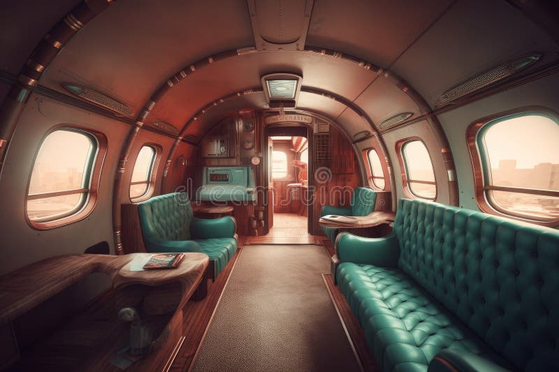 Old Plane Leather Interior. Generate Ai Stock Illustration ...