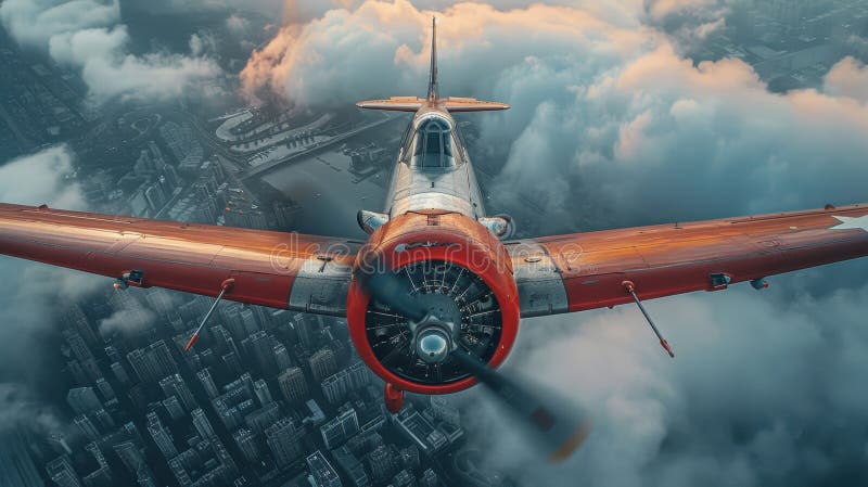 An Old Plane with Two Rows of Wings in the Sky Stock Photo - Image of ...