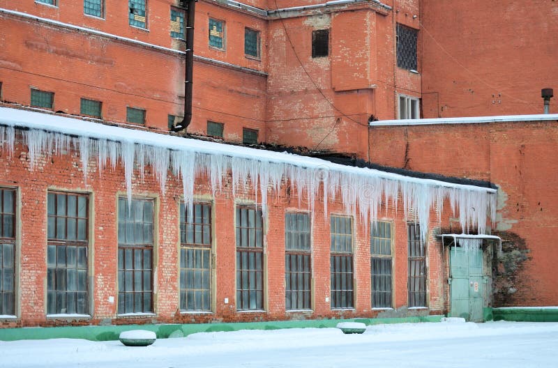 The Old Plant of the Soviet Period of Red Brick. Winter Stock Photo ...