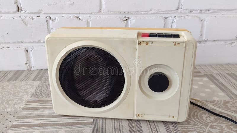 Old Plastic Soviet Radio Receiver Against a White Brick Wall Stock ...