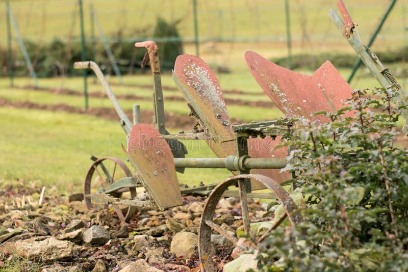 An Old Ploughing Tool. Two-row Rotary Plough for Ploughing Stock Photo ...