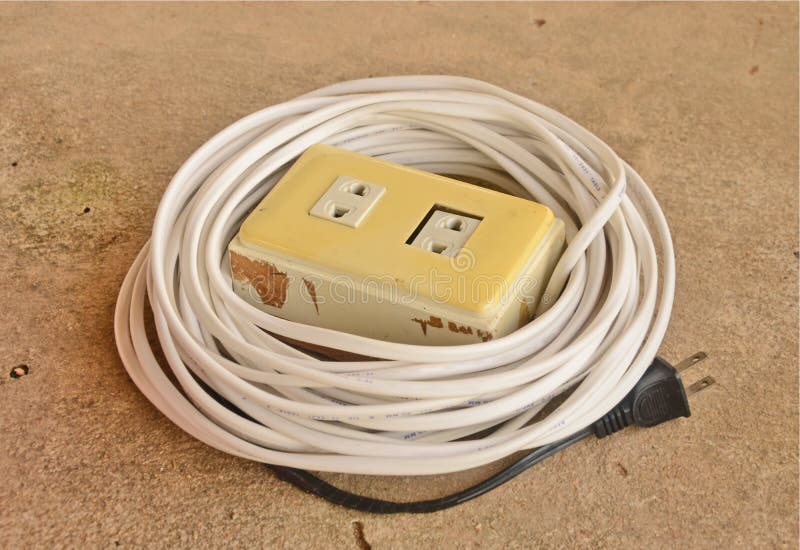 Old Plug with Roll Electric Cable Stock Image - Image of work, tape ...