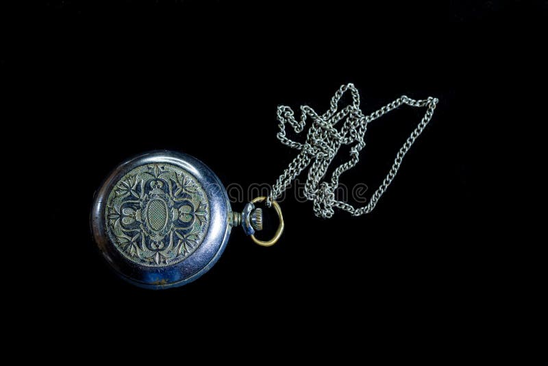 Old Pocket Watch in the Dark, Old Pocket Watch on Black Background ...