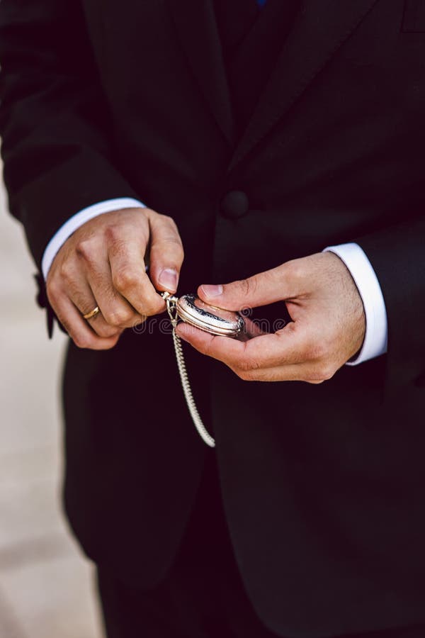 Old Pocket Watch in the Hands of a Man Stock Image - Image of aging ...