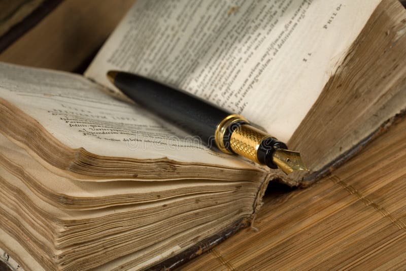 Old Poetry Book and a Fountain Pen Stock Photo - Image of parchment ...