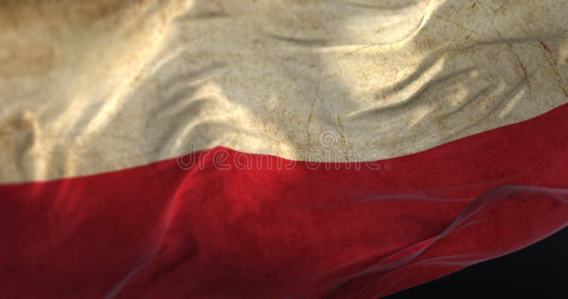 Old Poland Flag Waving at Wind. Loop Stock Footage - Video of ...