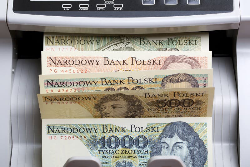 Old Polish Money in a Counting Machine Stock Image - Image of note ...