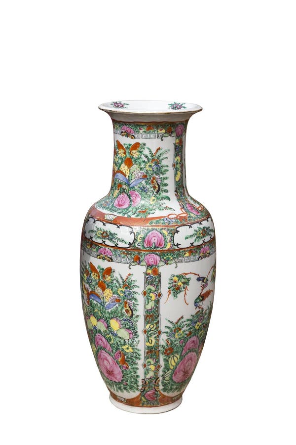 Old Porcelain Vase with Floral Decorations Stock Photo - Image of ...