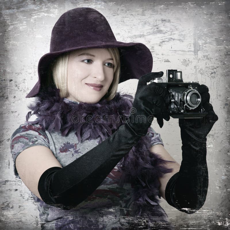 Old portrait stock image. Image of feather, camera, fashion - 12600971