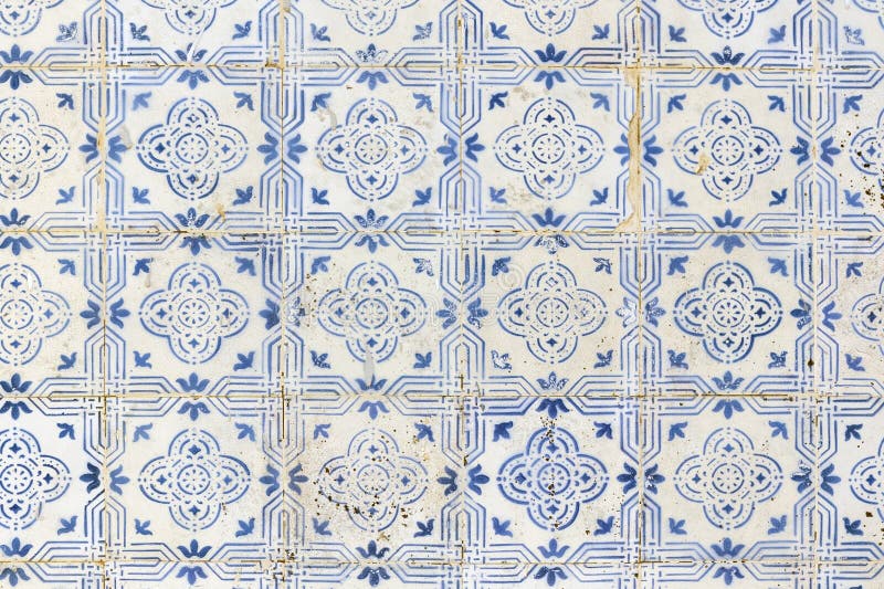 Old Portuguese Azulejo Tiles Stock Image - Image of tiled, texture ...