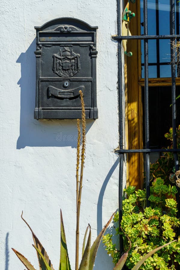 Old Post Box on the Facade of a White House Stock Photo - Image of road ...