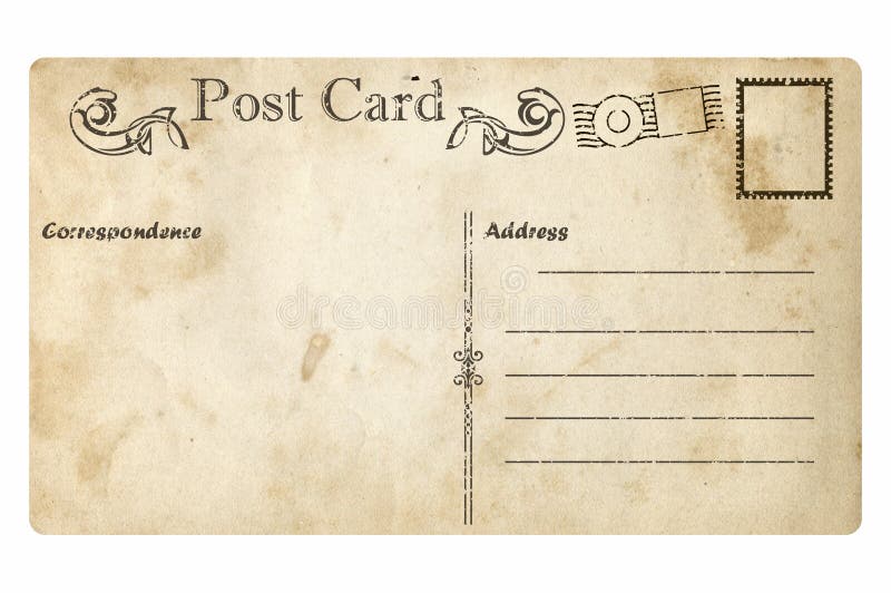 Old Post Card. Isolated on White Background. Stock Image - Image of ...