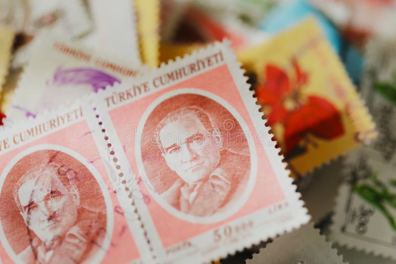 Old Post Stamp Collection Close-up Editorial Stock Photo - Image of ...