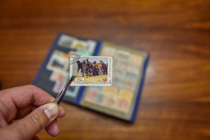 Old Postage Stamp on the Table Editorial Stock Image - Image of stamp ...