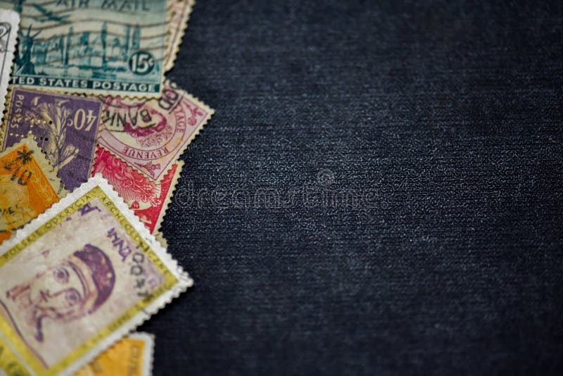 Old Postage Stamp on the Table Editorial Stock Photo - Image of objects ...
