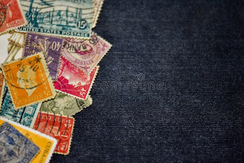 Old Postage Stamp on the Table Editorial Photography - Image of fabric ...