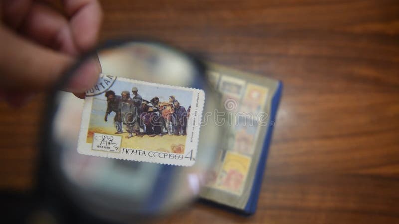 Old Postage Stamp on the Table Stock Footage - Video of texture, mark ...
