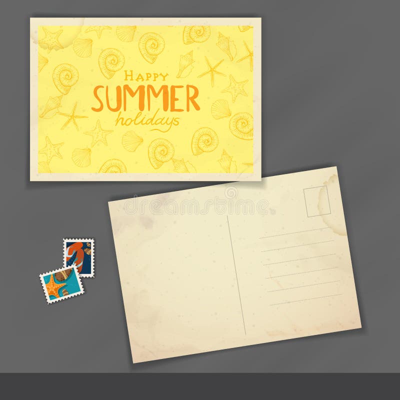 Old Postcard Design, Template Stock Vector - Illustration of postal ...