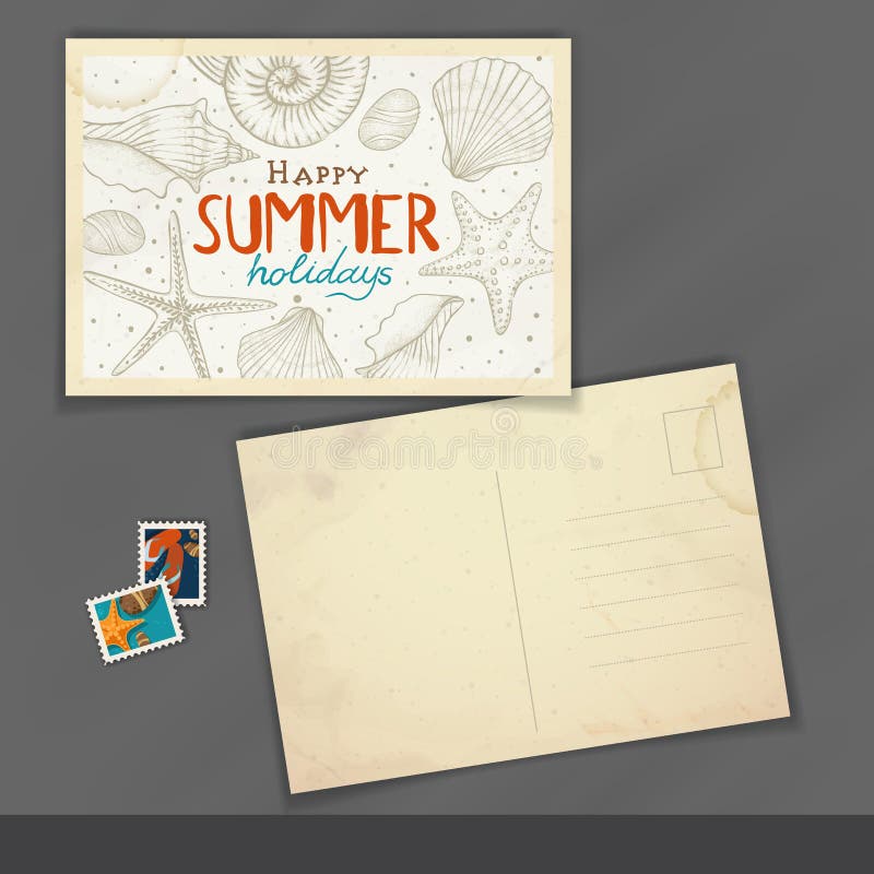 Old Postcard Design, Template Stock Vector - Illustration of postal ...