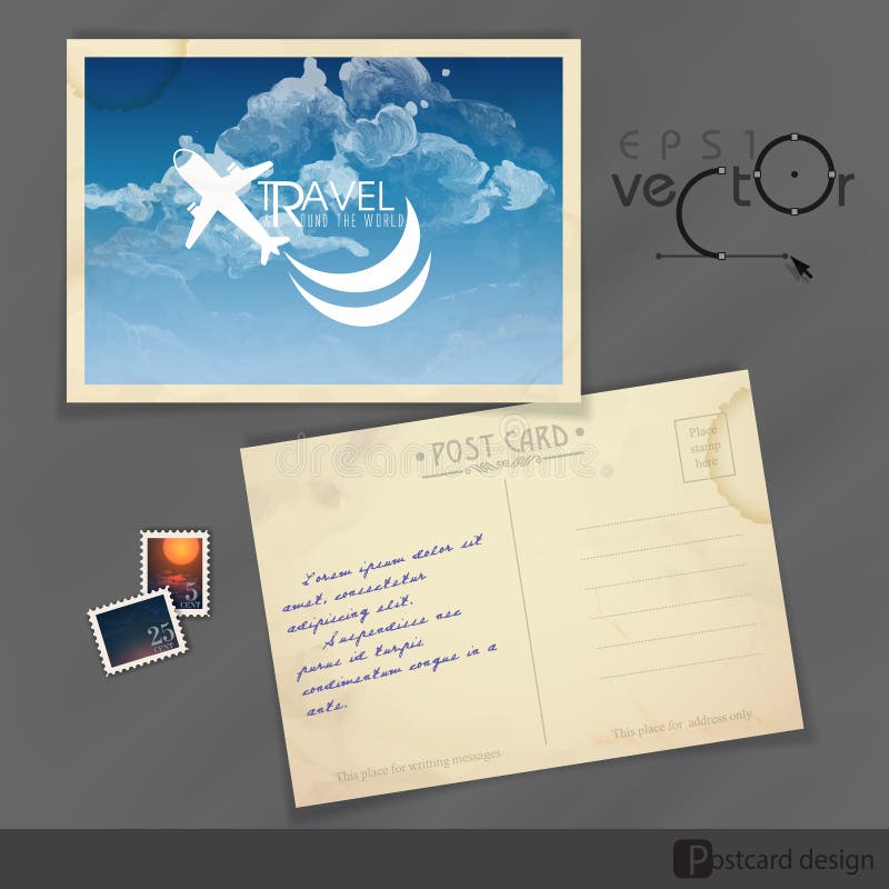 Old Postcard Design, Template Stock Vector - Illustration of mail ...