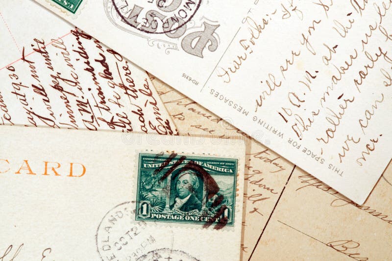 Old Postcards with Script Writing Editorial Photo - Image of written ...