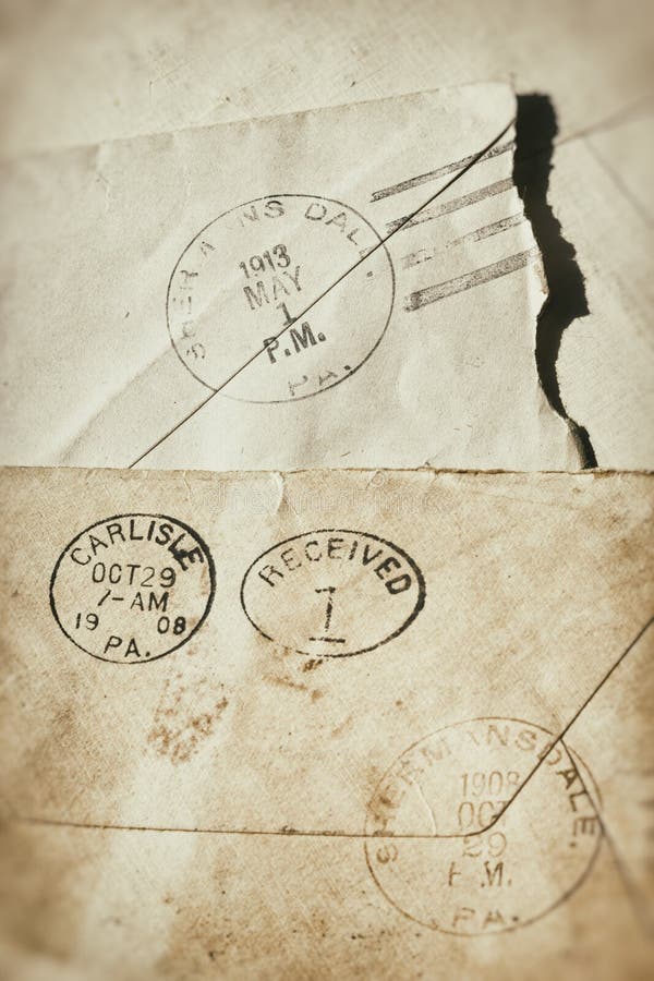 Old postmarked envelopes. stock photo. Image of yellowed - 43497036