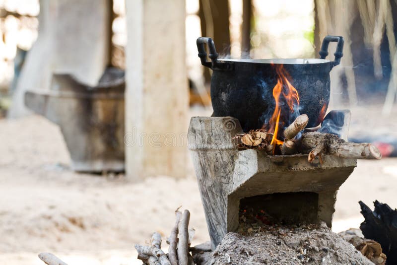 Old Pot and Craft for Steam Cooking on Stove Stock Image - Image of ...