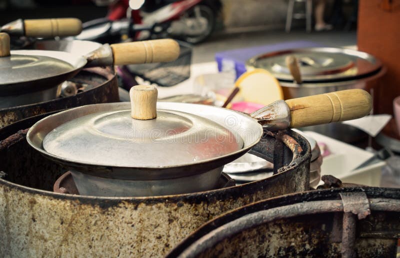 Old Pots Cooking on Stove in the Kitchen Stock Image - Image of fire ...