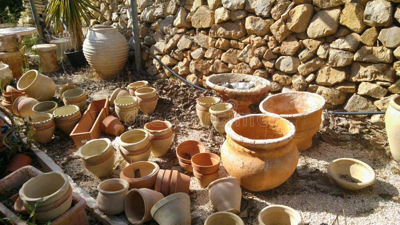 Old pots for garden stock photo. Image of east, pots - 61243556