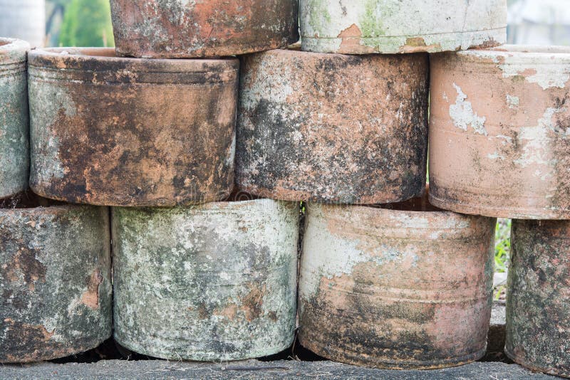 Old pots lay in the park. stock image. Image of national - 127558597