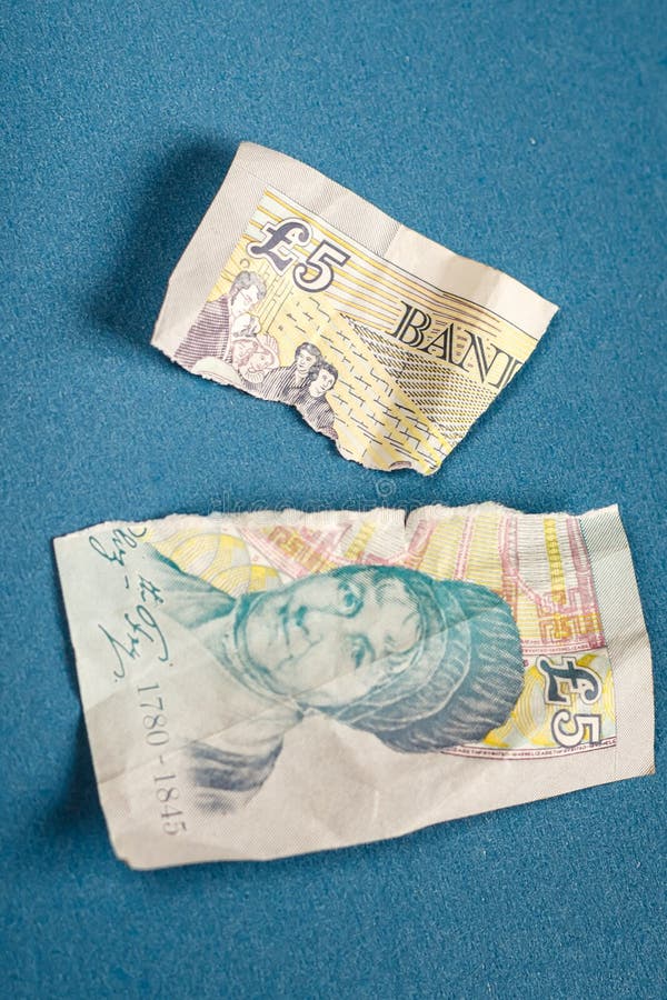 Old 5 Pounds Paper Note Torn Apart Editorial Stock Photo - Image of ...