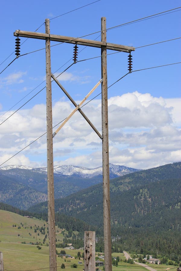 Old Power Line in Rural Mountainside Stock Image - Image of insulators ...