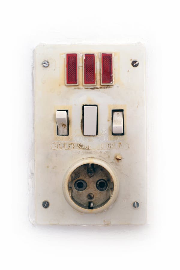 Old Dirty Electrical Outlet Stock Image - Image of isolated, outlet ...