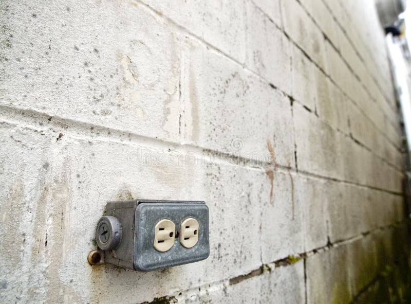 Outdoor Power Outlet on with Brick Wall Stock Photo - Image of grunge ...