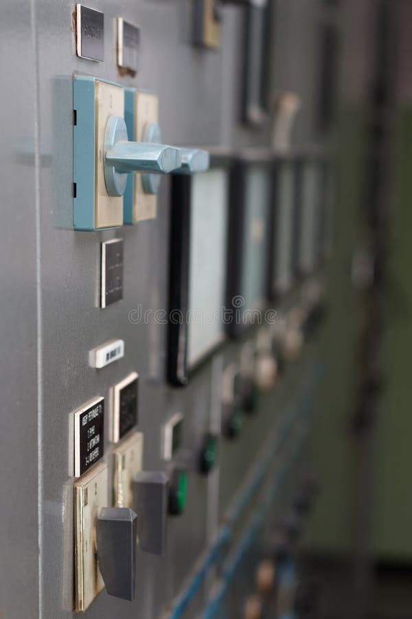 Old Power Plant Control Panel with Switches and Instruments Stock Image ...
