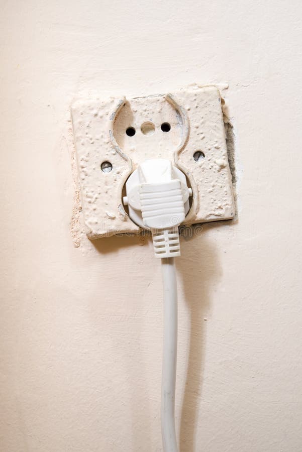 Old Power Socket with Cable Stock Photo - Image of install, outlet ...