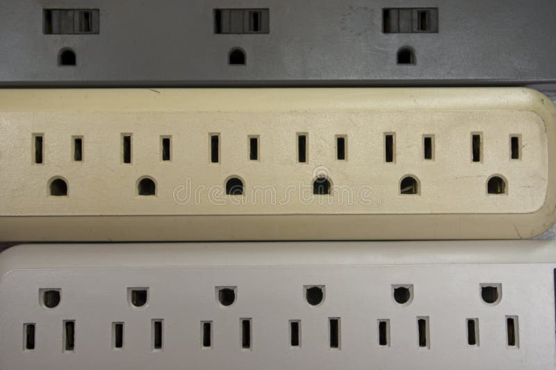 Electrical Outlets in a Power Distribution Strip Stock Image - Image of ...