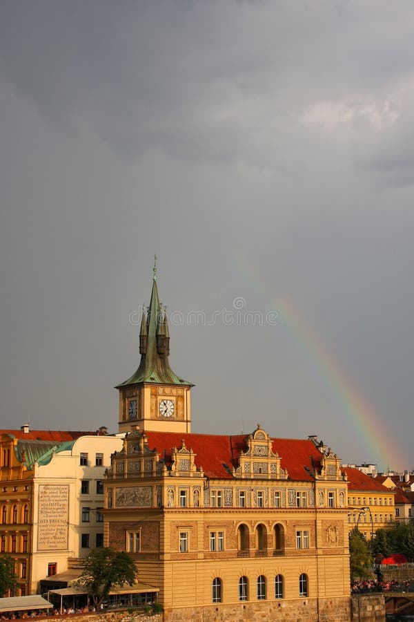 Old Prague with rainbow stock image. Image of czechoslovakia - 21522833