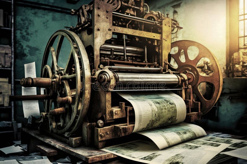 Old Press Printing Press. Created with Generative AI Technology. Stock ...