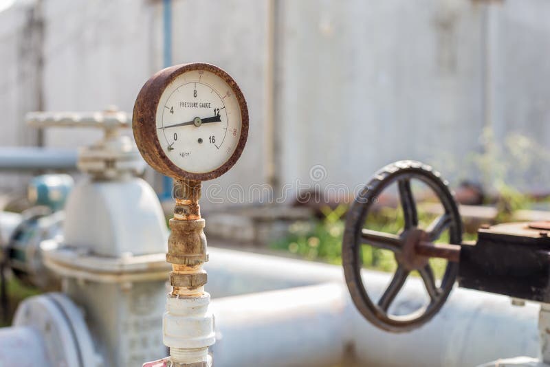Old Pipe ,gate Valve, Gauge Stock Photo - Image of isolate, path: 70593224