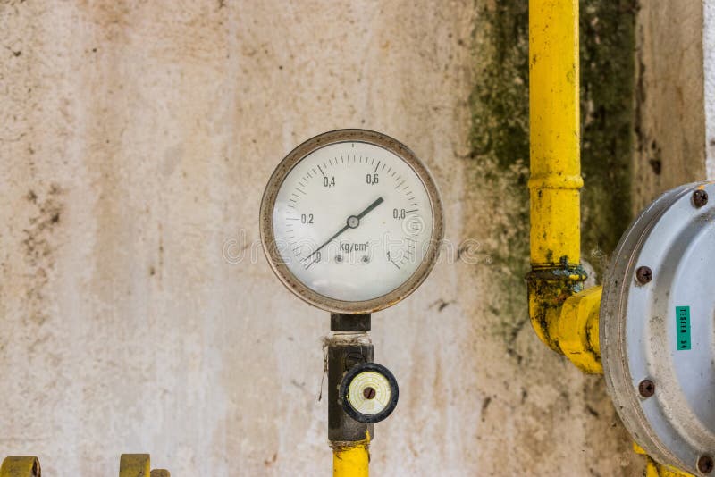 Old Pressure Indicator in Factory Stock Image - Image of pipe ...