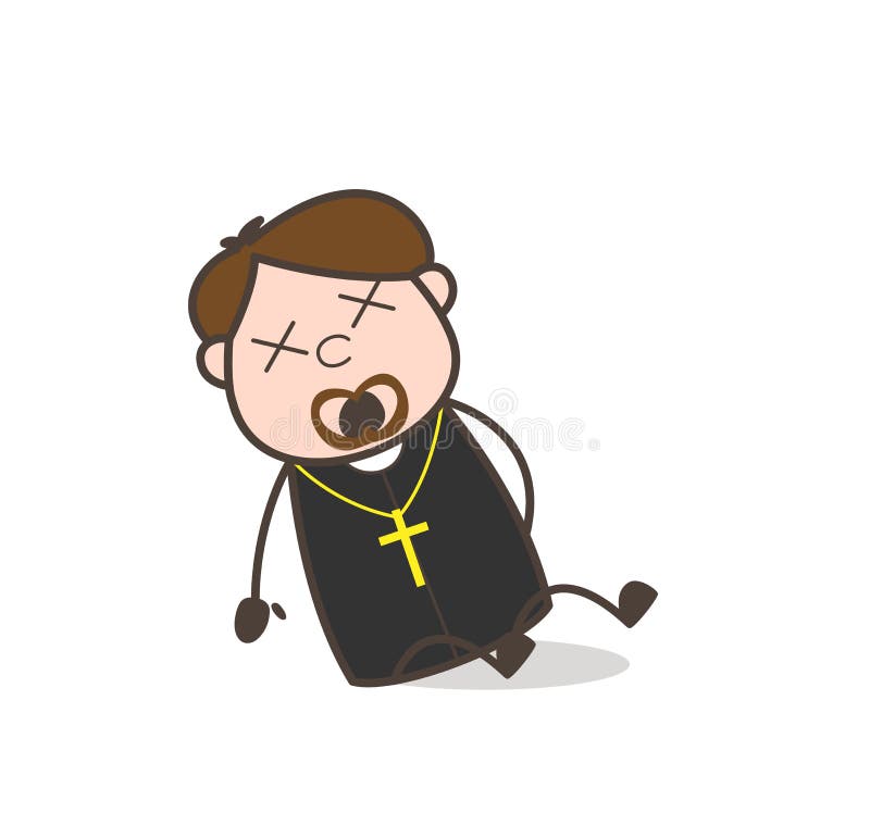 Old Priest Dizzy-Face Vector Stock Illustration - Illustration of pain ...
